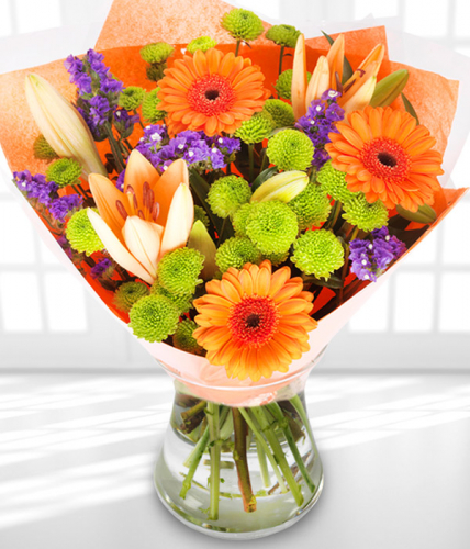 Purple And Orange Rose Bouquet